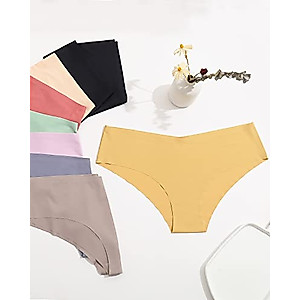 ROSYCORAL Women’s Seamless Bikini Panties Soft Stretch Invisibles Briefs No Show Hipster Underwear cheeky 9 pack XS-L (L)
