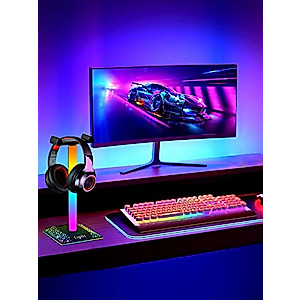 KANTUTOE RGB Gaming Headphone Stand Light with USB Port RGB Gaming Stand Light for Desktop PC Gaming Headset Accessories, Best Gift for Husband, Kids, Boyfriend