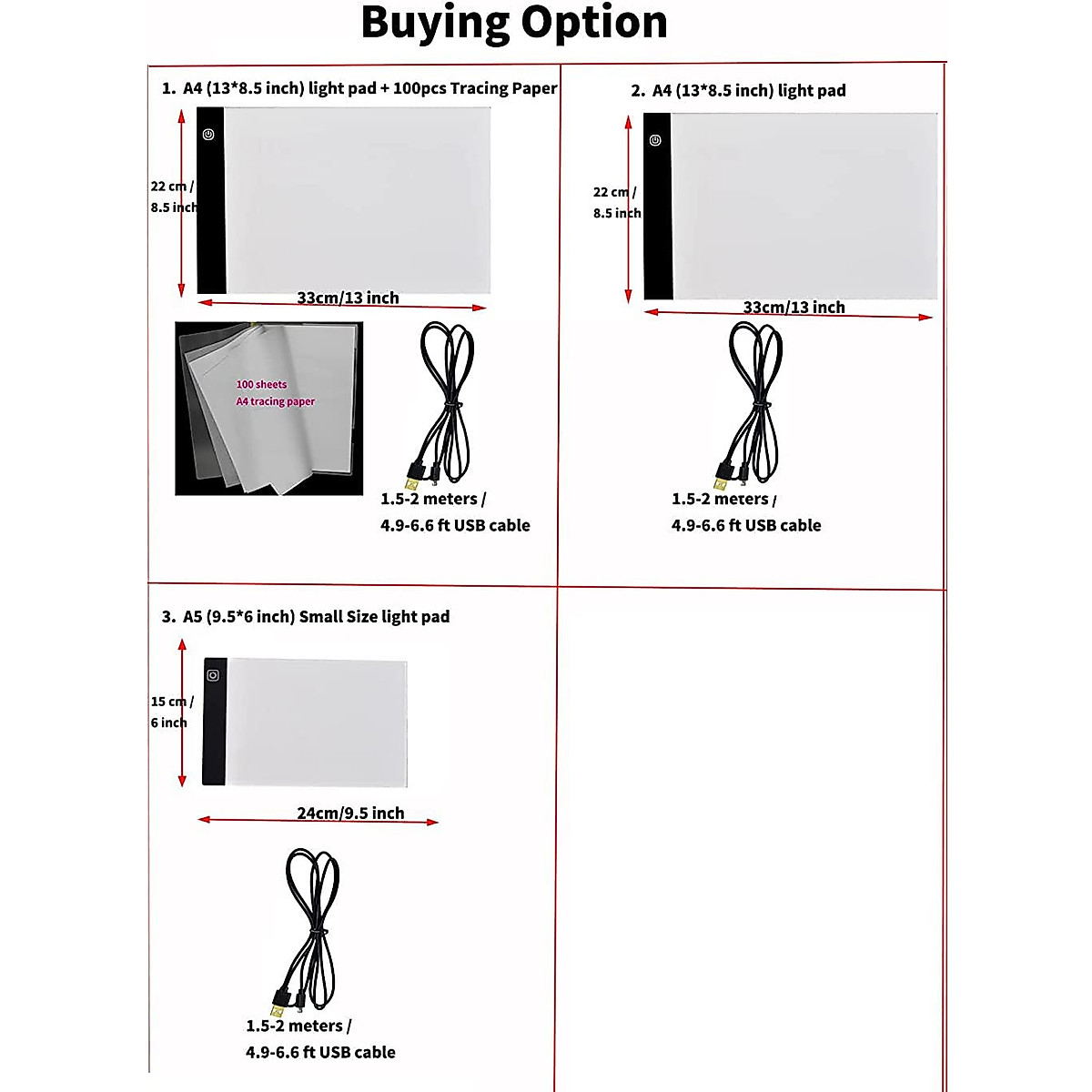 Generic Small Light Box for Tracing, Drawing, Painting, Diamond Art, Weeding Vinyl, LED Tracer Pads, Artists Light Boxes, Bright Drafting Lightpad, Lightboard, Tablet
