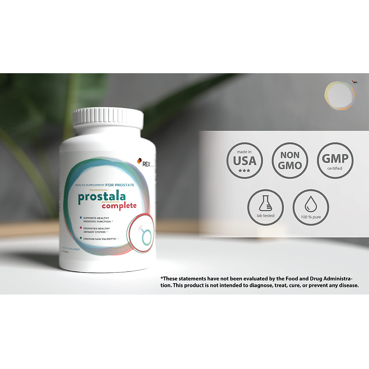 REX GENETICS Prostala Complete - Prostate Support for Men PER 3 Tablets 90 Counts | Saw palmetto extract | Lycopene | Pumpkin seed oil