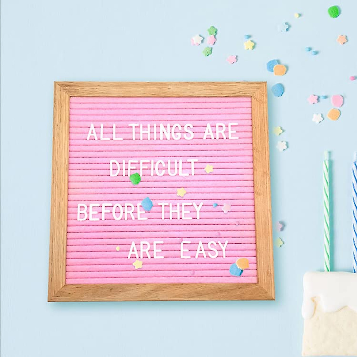 Felt Board Felt Letter Board, 10 x 10 inch Message Board Word Board Letter Board Sign Bulletin Board Letters, Pregnancy Announcements Baby Announcement Sign, Valentines Day Gifts for Her Letterboard (Pink)