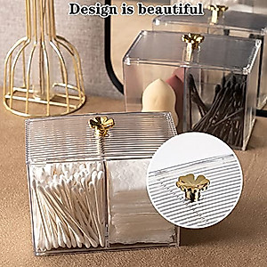 Acrylic Qtip Holder, Cotton Swab Holder Dispenser, Bathroom Jars with Lids Set for Cotton Ball, Cotton Swab, Cotton Round Pads, Floss, Vanity Organizers and Storage (#1)