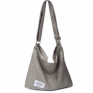TCHH-DayUp Hobo Bags for Women Canvas Crossbody Tote Large Cute Handbags Casual Shoulder Purses Gray