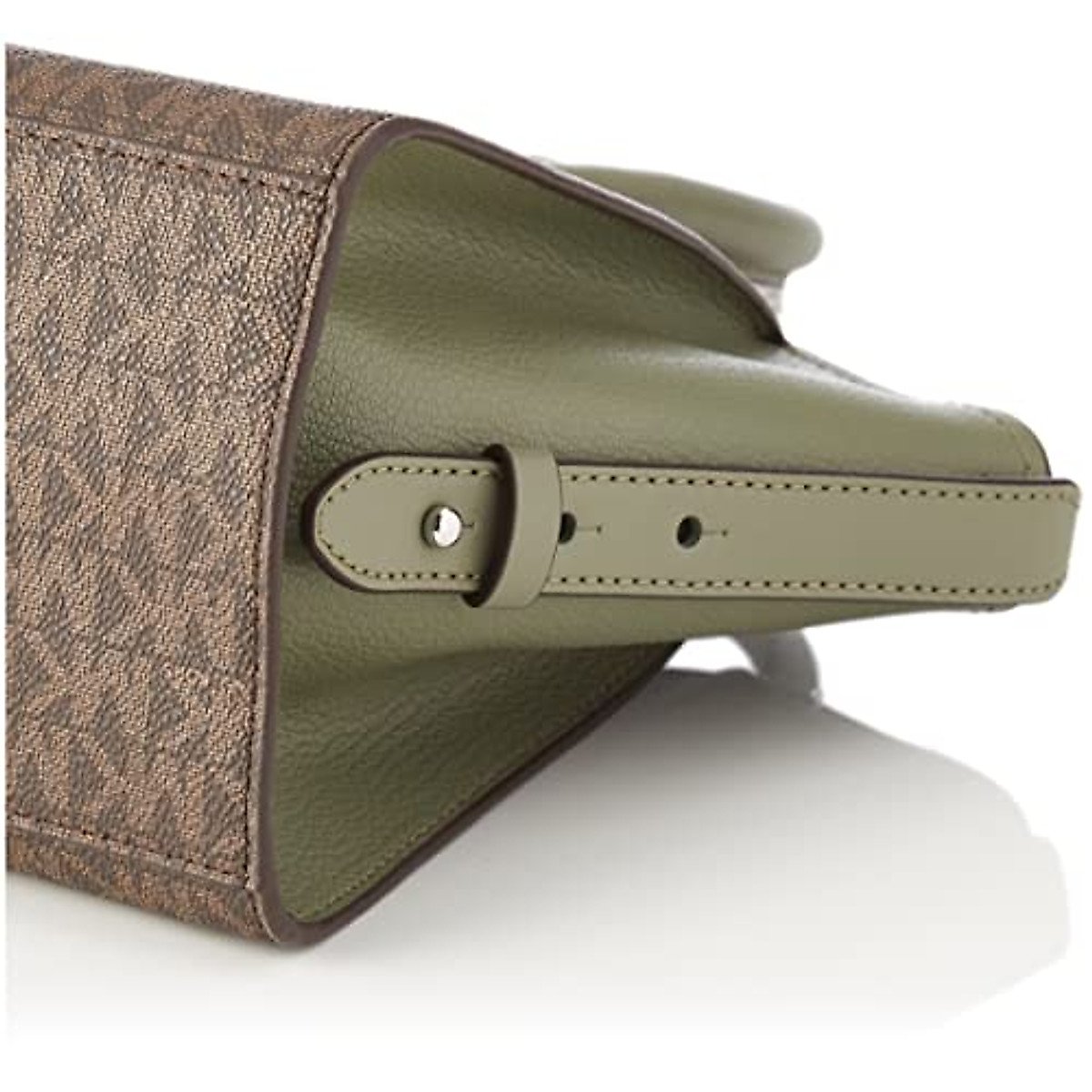 Michael Kors Avril Small Leather Top Zip Satchel Crossbody Brown MK Army Green