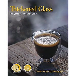 Kitchables Espresso Cups Set of 2, 2.7oz - Durable Double Walled Espresso Shot Glass - Expresso Shots Cup Compatible with Nespresso Machines - Demitasse Cups - Tasas De Café Expreso