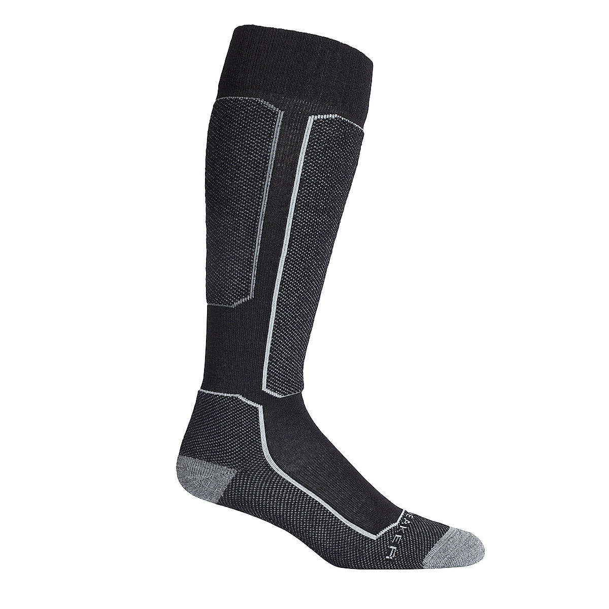 Icebreaker Merino Ski+ Light Men’s Over the Calf Socks, Merino Wool Blend, Soft, Cushioned Knee High Socks for Men with Supported Ankle, Achilles, Instep - Black, Large