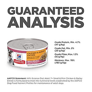 Hill's Science Diet Small & Mini, Senior Adult 7+, Small & Mini Breeds Senior Premium Nutrition, Wet Dog Food, Chicken & Barley Loaf, 5.8 oz Can, Case of 24