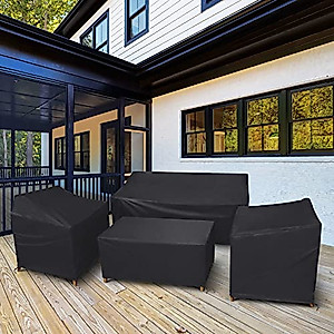 STARTWO Patio Furniture Covers,4-Piece Outdoor Veranda Patio Garden Furniture Covers Set Waterproof Heavy Duty Oxford Fabric Rattan Furniture Cover Lawn Patio Set Covers