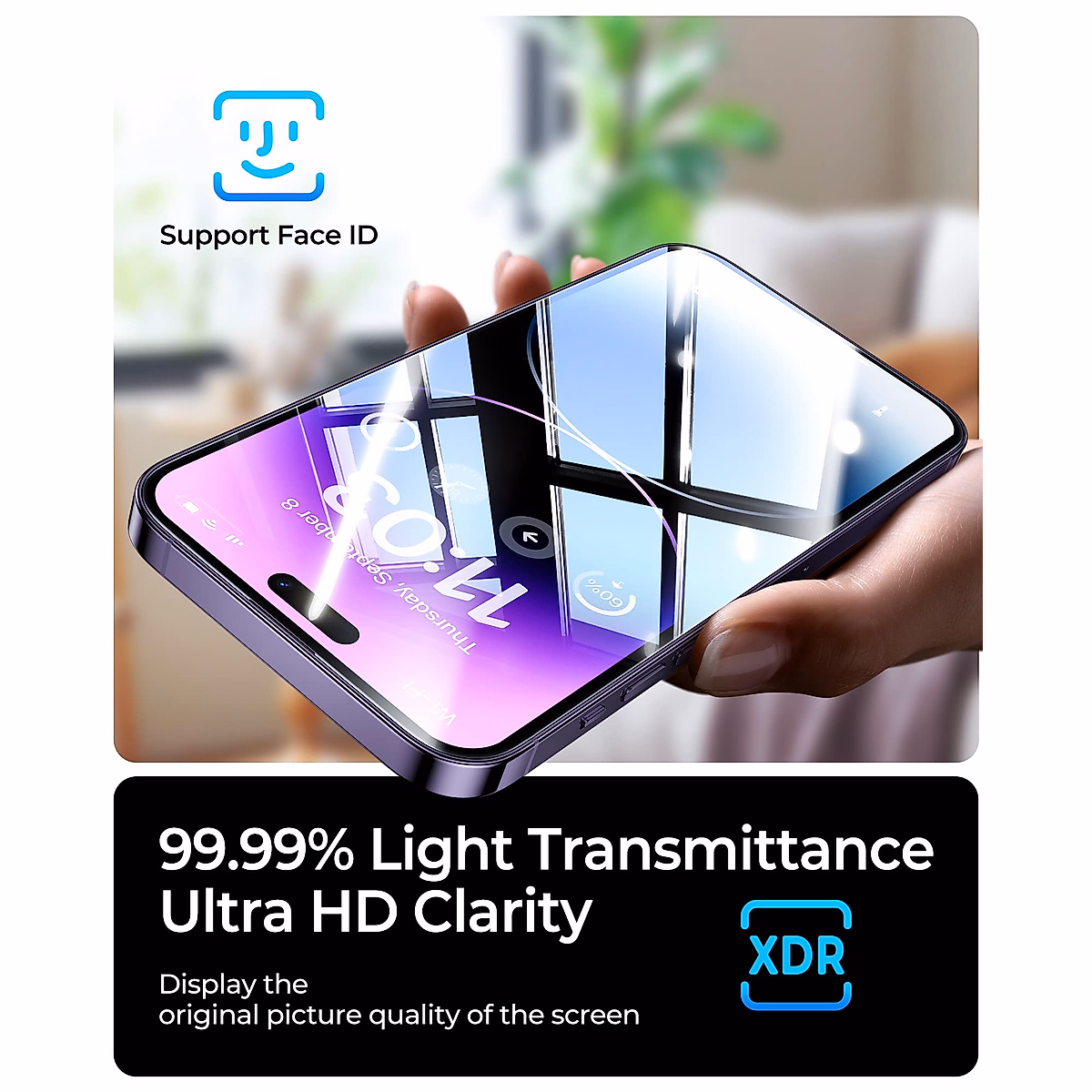 BENKS Designed for iPhone 14 Pro Max Screen Protector, [2 Pack] HD Tempered Glass Screen with [0 Dust 2023 Upgraded Easy Install Tool], Eye Protection