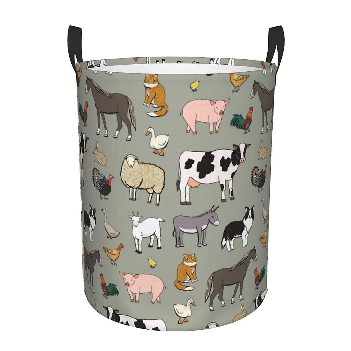 oacyit Laundry Basket Farm Animals Laundry Hamper Waterproof Idea Hampers for Laundry,Large Collapsible Laundry Baskets with Handle Suitable for Bedroom Bathroom Utility Room Kitchen, Medium