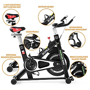 Spin Bike Smart Excersize Stationary Bikes for Home with Screen Magnetic Resistance Indoor Cycling 260lb Capacity
