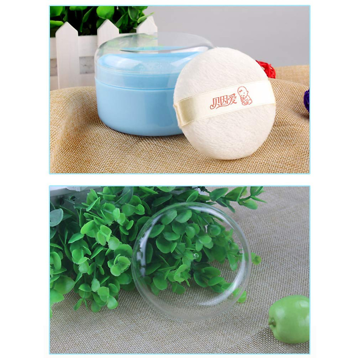 Powder Puff 2 Pcs Powder Puff Case Portable Empty Body Powder Container Dispenser Case with Sifter and Powder Puffs for Infant Baby Newborn Baby Puffs