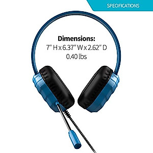 Gumdrop DropTech B1 Headset Over-Ear Headphones for Kids w/Boom Mic, 3.5 mm Chew Proof Cord for K-12, Students & Classroom (Drop Tested, Comfortable, Lightweight, Rugged, Easy Cleaning) - Blue
