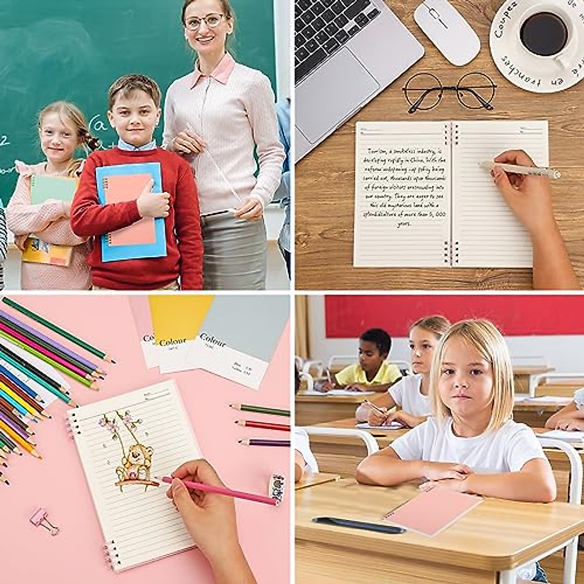 EOOUT 6 Pack Lined Spiral Notebook, 5.7" x 8.3" Journal for Women, Aesthetic Thick Plastic Cover, Pastel Color 160 Pages for School, Office, Artist Writing/Drawing