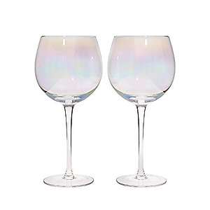 Barcraft Balloon Gin Glasses, Rainbow-Pearl Iridescent, 500 ml, Set of 2, Gift Boxed, 2 Set