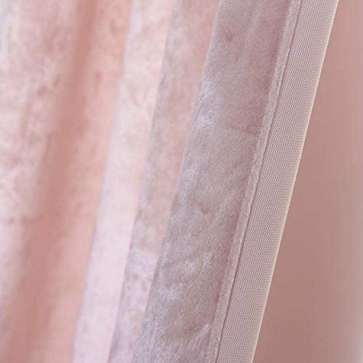 Roslynwood Velvet Curtain Panels Ballet Pink Room Darkening Window Super Soft Luxury Drapes for Bedroom Thermal Insulated Rod Pocket Curtain for Living Room (2 Panels, 52 by 96 Inch)