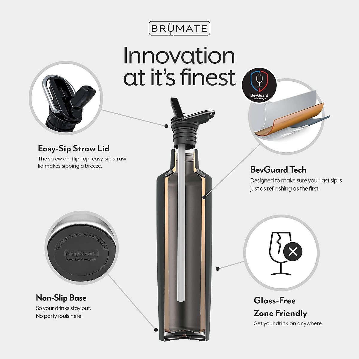 BrüMate ReHydration - 100% Leakproof 25oz Insulated Water Bottle with Straw - Stainless Steel Water Canteen (Dark Aura)