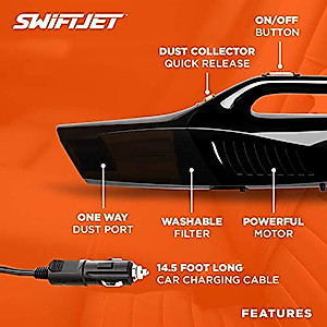 SwiftJet Car Vacuum Cleaner - Mini Car Vacuum - Car Cleaning - Automotive Vacuum - Car Accessories - Aspiradora para Carro o Accesorios para Carro - Men & Women Car Detailing