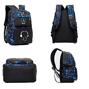 Asge boys backpack for kids camo bookbag for middle school bags travel back pack (Blue)