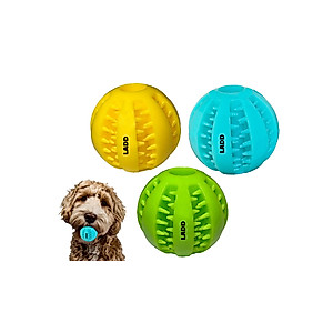 Stocking Stuffers For Dogs - Dog Chew Toys 3-Pack - Dog Teething Toy Treat Balls - Dental Cleaning Balls - Nontoxic Interactive Dog Toys - Dog Puzzle Toys (2.8in - Medium / Large Dog)