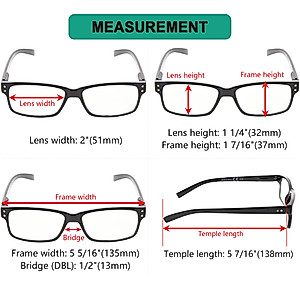 Eyekepper 5 Pack Reading Glasses for Men Spring Hinges Classic Readers Black Frame +2.50