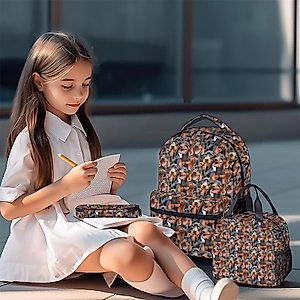 AIOMXZZ Doberman Backpack with Lunch Box and Pencil Case, 16 Inch Cute Dog Theme Bookbag Durable, Lightweight, Large Capacity, Funny Animal Backpack for School Girls Kids Women