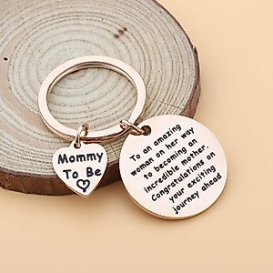 BEKECH Mother to Be Gift Pregnancy Announcement Baby Announcement Gifts Key Chain to an Amazing Woman On Her Way to Becoming an Incredible Mother Keychain Gift for New Mom (rose gold)