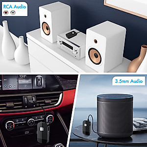 Giveet Bluetooth V5.3 Receiver for Home Stereo, Wireless Audio Adapter for Speaker/Home/Car Stereo Music Streaming Sound System, Support 3.5mm AUX RCA Jack, 20 Hours Playtime, Dual Devices Connection