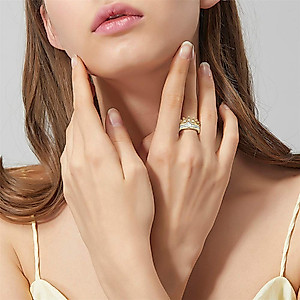 Jeulia 2 Carat Crown 925 Sterling Silver Ring For Women Crown Two Tone Round Cut Wedding Ring Sets Gold Plated Wedding Band Cubic Zirconia Engagement Ring Anniversary Promise with Jewelry Box (8)