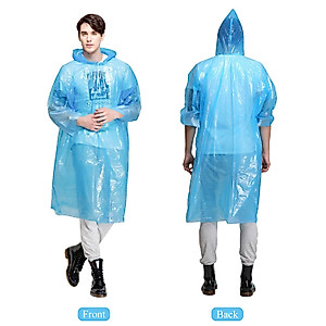 GINMIC Disposable Emergency Rain Ponchos for Kids and Adults, Family Pack with 12pack, 4color