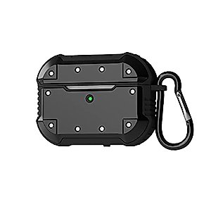 TALK WORKS AirPods Pro Case Cover with Keychain - Rugged Protective Hard Skin for AirPods Keychain Case Clip Carabiner Wireless Charging Compatible with Apple Air Pod Pro Carrying Case 2019 - Black