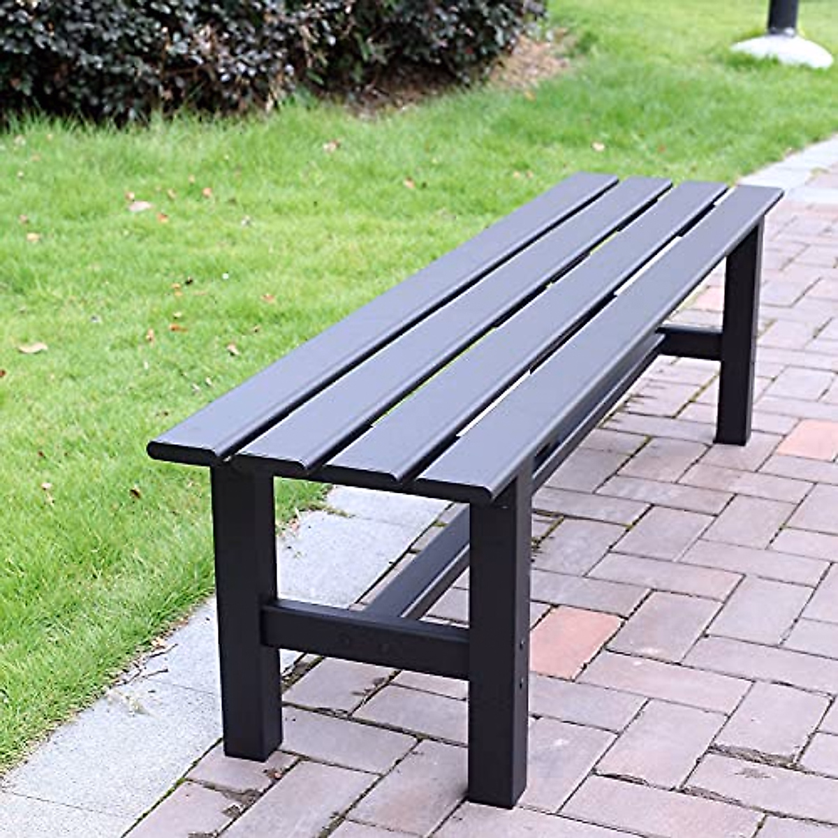 TECSPACE Aluminum Outdoor Patio Bench Black,59.1 x 14.2X 15.7 inches,Light Weight High Load-Bearing,Outdoor Bench for Park Garden,Patio and Lounge