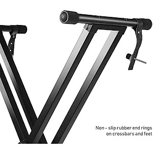 Kadence Keyboard Stand - Heavy-Duty Piano Stand (NK13-3kg Dual Braced) - Piano Keyboard Stand with Locking Straps - Keyboard Double X Stand - Keyboard Music Stand for Kids & Adults (Black)