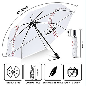 LEAGERA Baseball Umbrella Oversized - Diameter 40.5inch, Automatic Open Close, Portable & Collapsible Travel Sports Umbrella by Ballpark Elite, Perfect Baseball Umbrella Mom Gift for Women