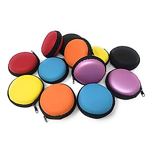 Bulk 12 Pack Hardshell Foam Protective Earphone Earbud Cases or Coin Purses - Zip Closure in 5 Awesome Colors