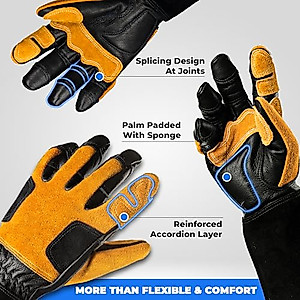 toolant Welding Gloves for Men, Leather Cowhide Mig/Stick Welding Gloves, for Welding, for Grill, for Gardening