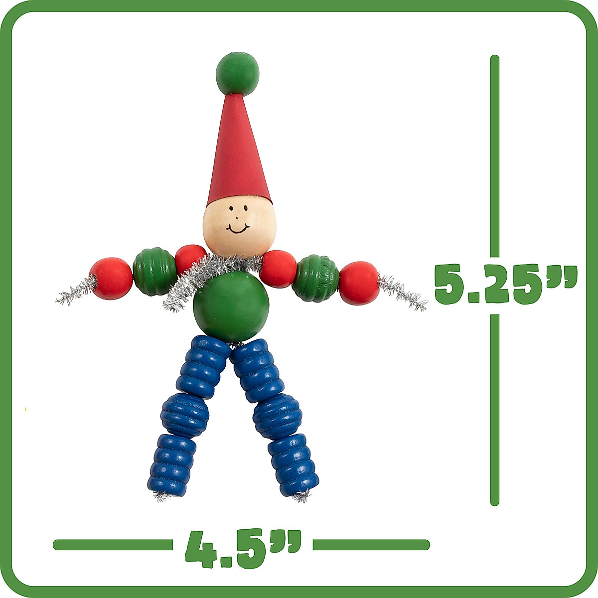 READY 2 LEARN Christmas Crafts - Create Your Own Bead Elves - DIY Ornaments for Kids - Christmas Tree Decoration - All Materials Included, Blue,Green,Red, Set of 4