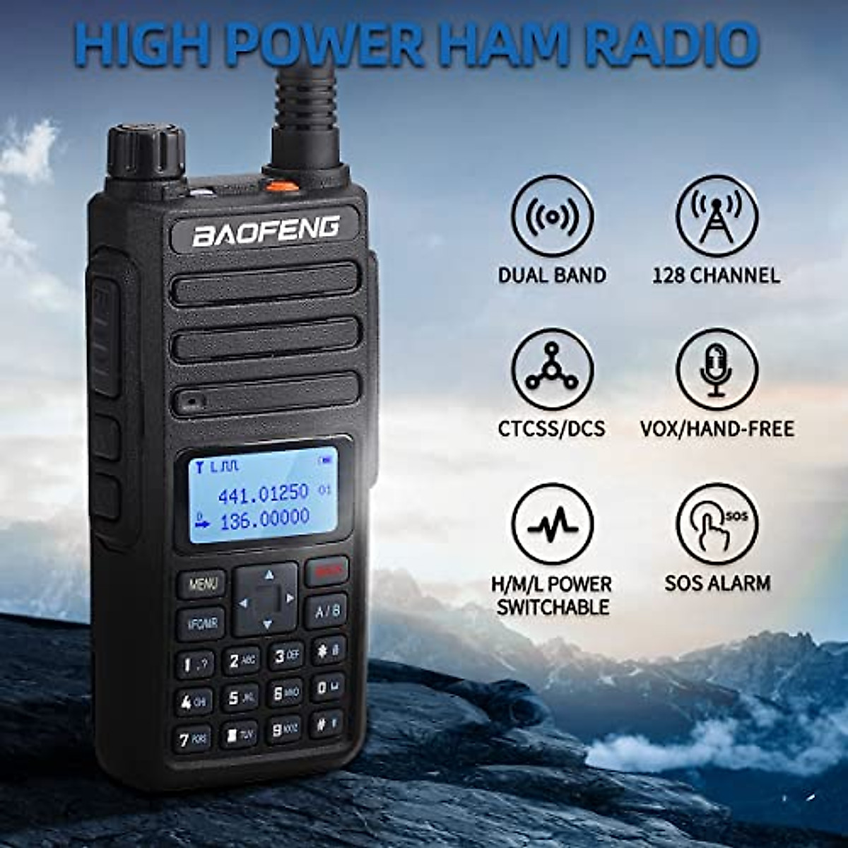 Ham Radio Baofeng BF-H6 10W High Power Two Way Radio Dual Band Handheld Walkie Talkie(UV-5R Upgraded Version) with PL2303 USB Programming Cable etc Extended Kit