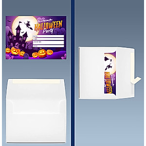 Halloween Party Invitations with Self Seal Envelopes | 15 Halloween Party Invitations and 15 Envelopes | 5 inches x 7 inches Halloween Birthday Party Invitations with A7 White Envelopes | Haunted House Pumpkin Spooky Party Invitations for Kids and Adults