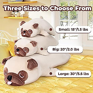 meowtastic Cute Weighted Stuffed Animals - 20" 2.0 lbs Weighted Pug Stuffed Animal Bulldog Plush Pillow, Big Weighted Stuffed Dog Plush Toys Gifts for Kids & Adults (20" 2.0 lbs, Beige Pug)