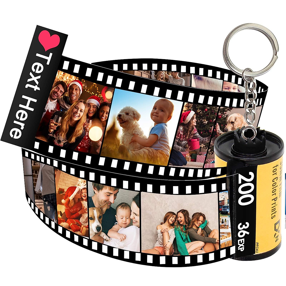 Yananka Personalized Camera Film Roll Keychain with Photo,Custom Personal Roll Keyring,Customized Pictures Gifts for Men Women (15 Photos)