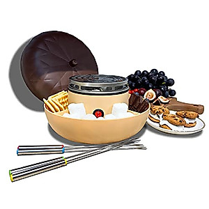 Smores Maker, Electric Flameless S'mores Maker with Lid, Tabletop Indoor Smores Kit with 4 Compartment Trays and 4 Forks, Fun Gifts for Family, Movie Night Supplies, Housewarming Gifts for New House