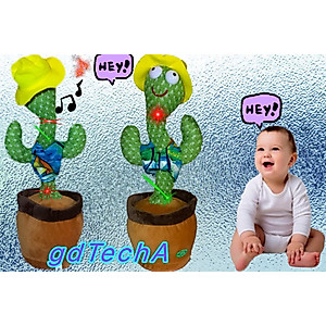 gdTechA Dancing Cactus Toy, TikTok Singing Toy, Lighted Toy, Electronic Repeating Voice for Kids, Cactus Plant Plush, Pets Wriggle Toy, Holiday Mimicking Toy for Kids (Hawaii Style)
