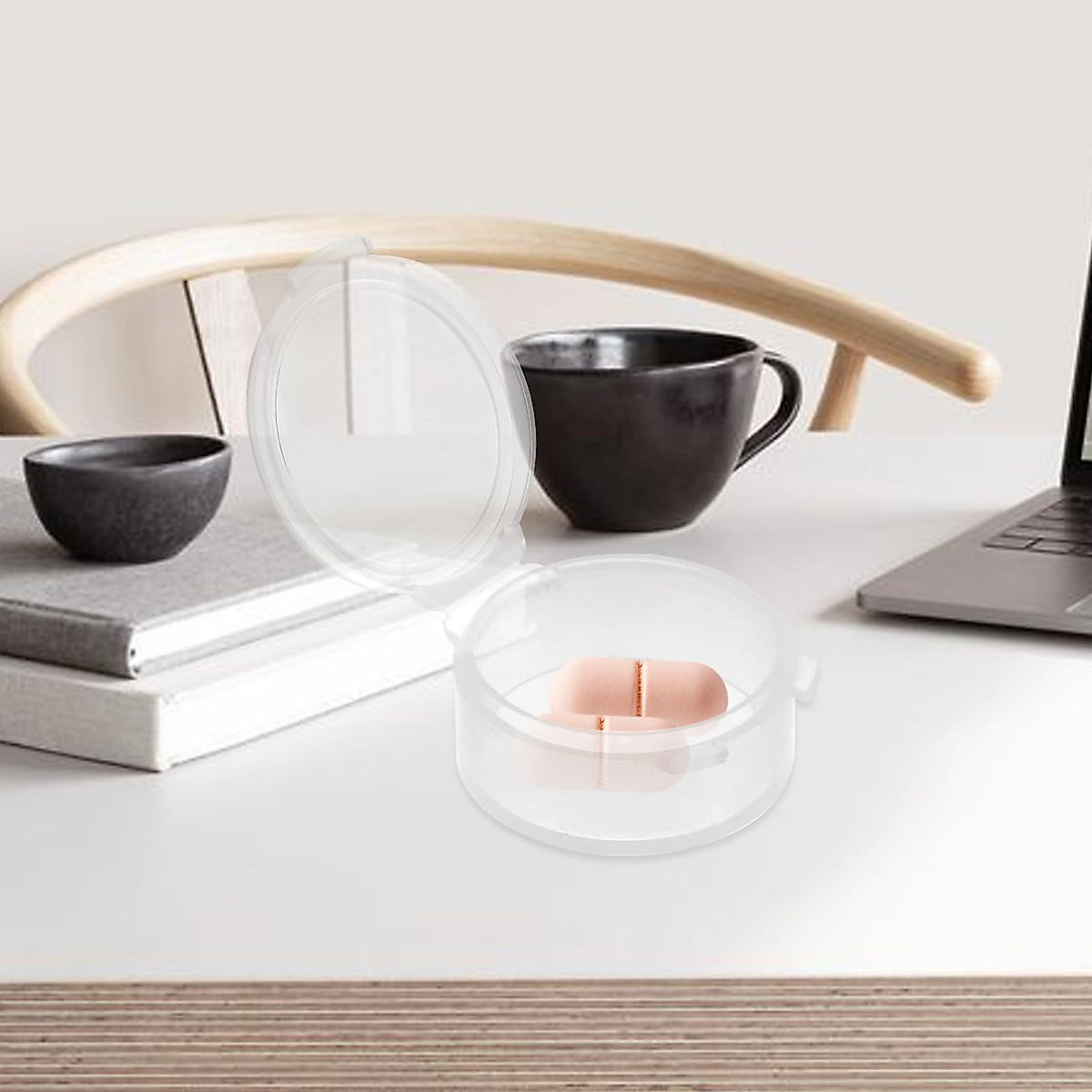 PLAFOPE 10pcs Pp Round Earplug Storage Containers Plastic with Cover Storage Box for Small Accessories