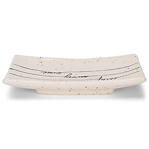 DEMDACO Salty Savory Sweet Glossy Speckle White 6 x 3.5 Stoneware Ceramic Everyday Kitchen Rectangle Spoon Rest