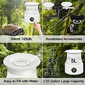 HILMITILE Reptile Fogger, 10 Mist Gears Reptile Humidifier, Automatic Timing Reptile Mister, Slient Reptile Misting System, Top Filling Terrarium Fogger with 4 Nozzles for Reptiles/Amphibians/Vivarium