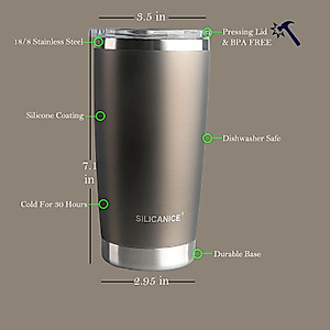 Metal Gray Soft Touch 20oz Stainless Steel Insulated Tumbler with Lid - Spill Proof Coffee Cup,Dishwasher Safe Mug,Durable Thermal Cup for Hot & Cold Beverages,Smoothies Water Bottle For Men