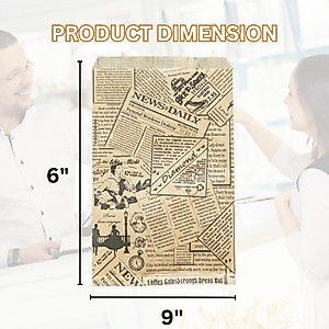 Novel Box® Newsprint Kraft Print Paper Gift Candy Jewelry Merchandise Bag Bundle 6X9" (100 Count) + Custom NB Pouch