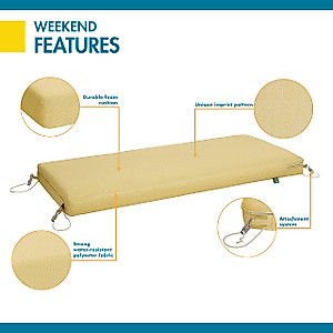 Duck Covers Weekend Water-Resistant Outdoor Bench Cushion, 54 x 18 x 3 Inch, Straw, Patio Furniture Cushions