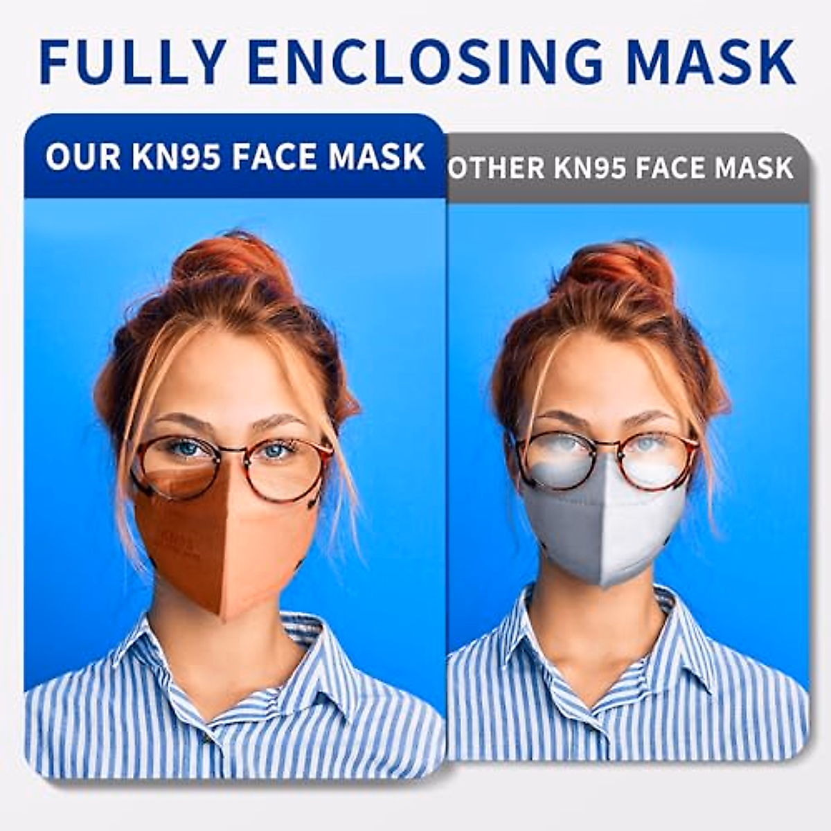 KN95 Face Masks Adults Disposable - 100 Pack KN95 Masks Protective Comfortable KN95 Masks 5-Layer KN95 Breathable Safety Face Masks & 5 Adjustable Mask Holder KN95 Masks 10 Colors